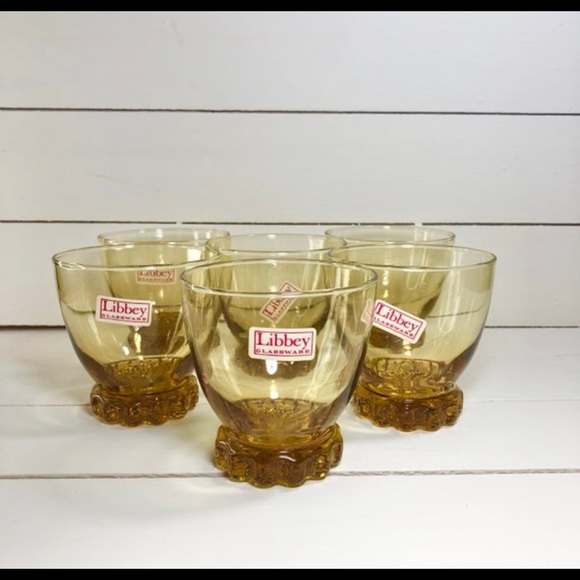 Libbey | Dining | 6 Vtg 85oz Libbey Drinkware Gold Sonnet 35 Tall ...